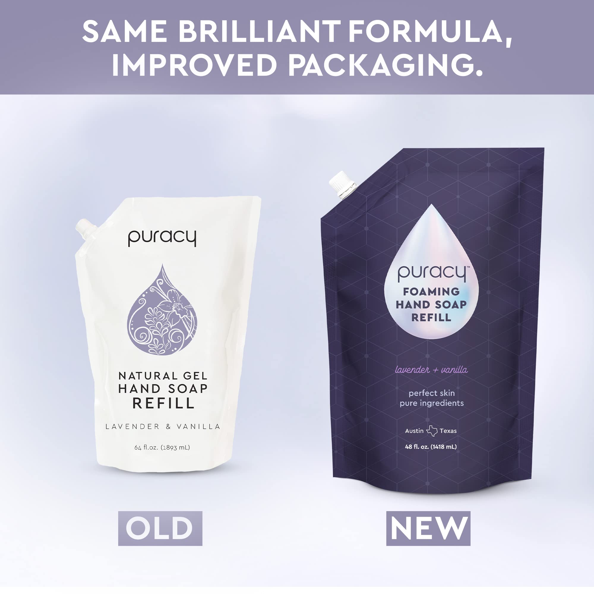 Puracy Foaming Hand Soap Refill - Plant-Powered Natural Hand Soap As Seen on TikTok, Non-Toxic, Sulfate-Free Liquid Soap, Moisturizing Foam Handwash Liquid (Lavender & Vanilla, 48 fl oz)