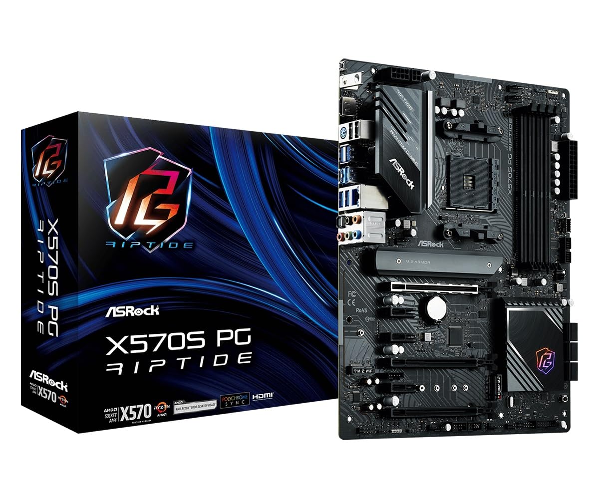 Asrock X570S PG Riptide AMD X570 AM4 Socket Ryzen DDR4 5000+ (OC) MHz 128 GB Motherboard ATX SATA3 6.0 Gb/s