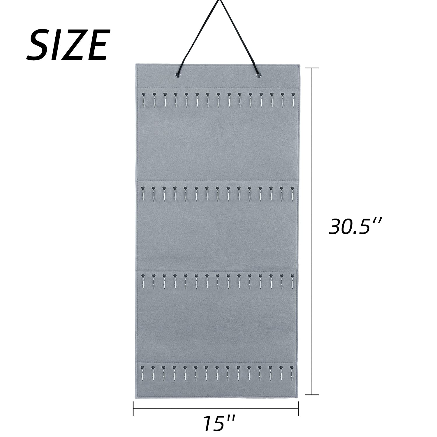 JEWERADO Headband Holder for Baby Girls Hair Bows Hanging Storage Organizer with 60 Hooks Storage for Newborn Headbands, Bow (Gray)