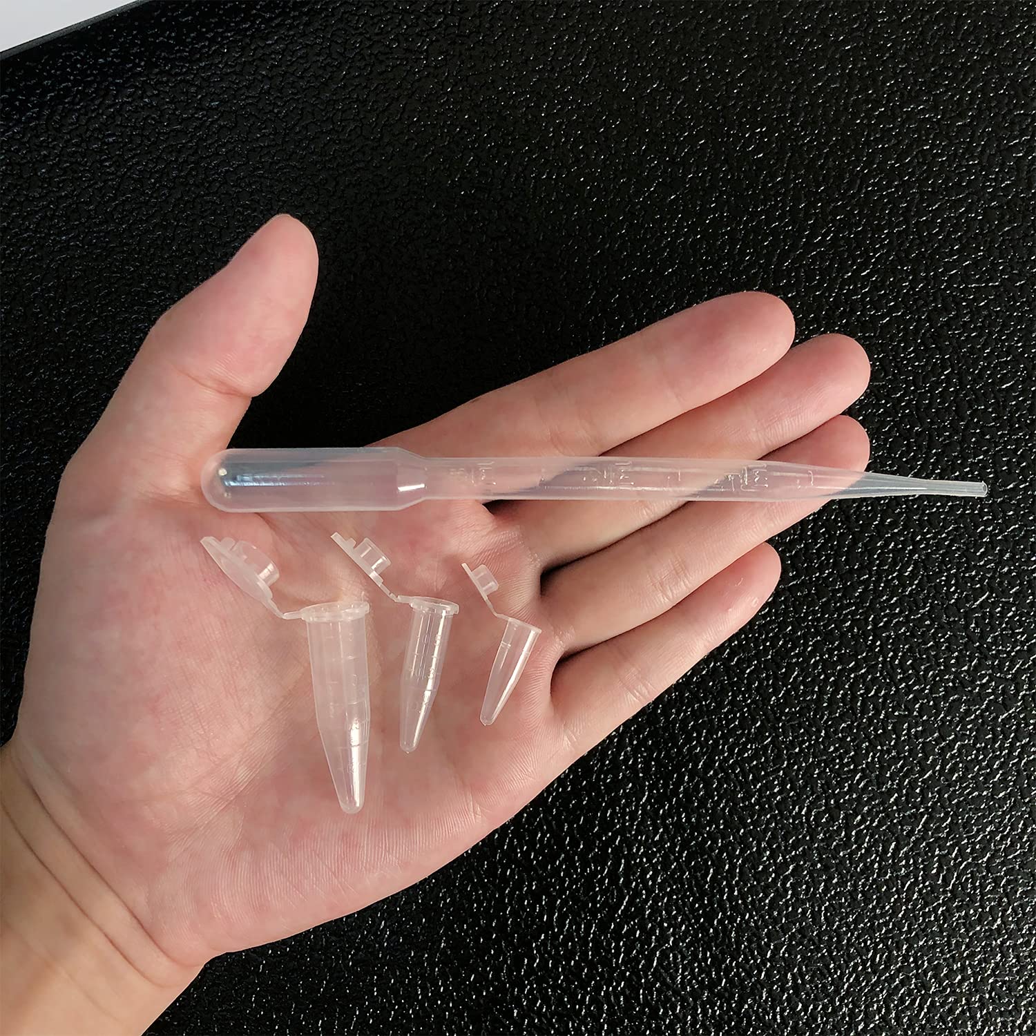 HJYZY 200pcs 0.2/0.5/1.5ML Clear Plastic Graduated Microcentrifuge Test Tubes with Attached Lid 3ml Calibrated Pipette Dropper Plastic Disposable Transfer Pipettes