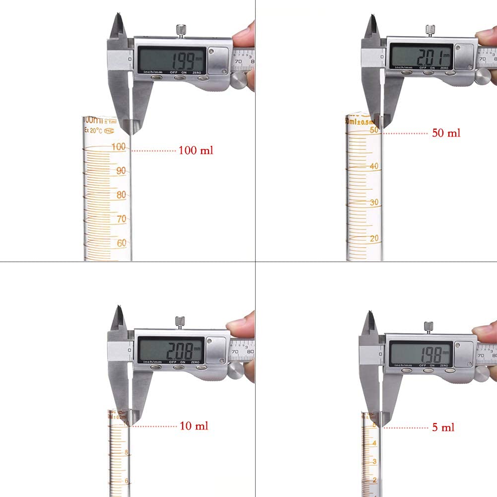 Glass Flask Erlenmeyer Flask Set Narrow Mouth 2000ml Glass Graduated Cylinder Set Thick Measuring Cylinders 5ml 10 ml 50ml 100ml with 2 Glass Stirring Rod and 1 Brush