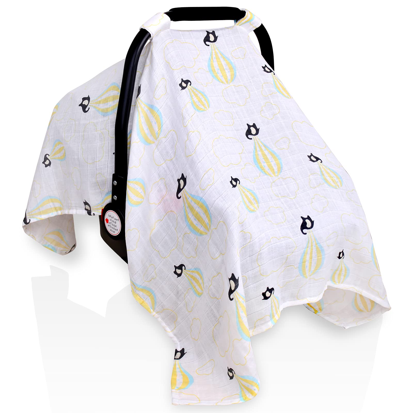 Baby Car Seat Covers, Spring Carseat Canopy for Boys Girls, Lightweight Breathable Stroller Cover, Yellow Balloon Infant Carrier Covers