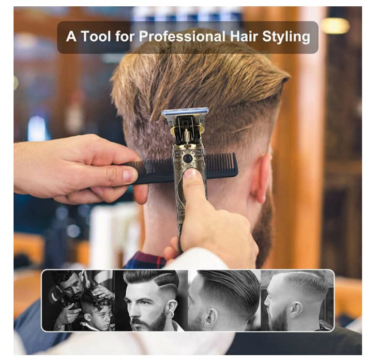 T Blade Trimmer for Men Hair Clippers Professional Grooming Trimmer Kit for Men Beard Hair Trimmers Zero Gapped Cordless USB Rechargeable LED Display (Gold-1)