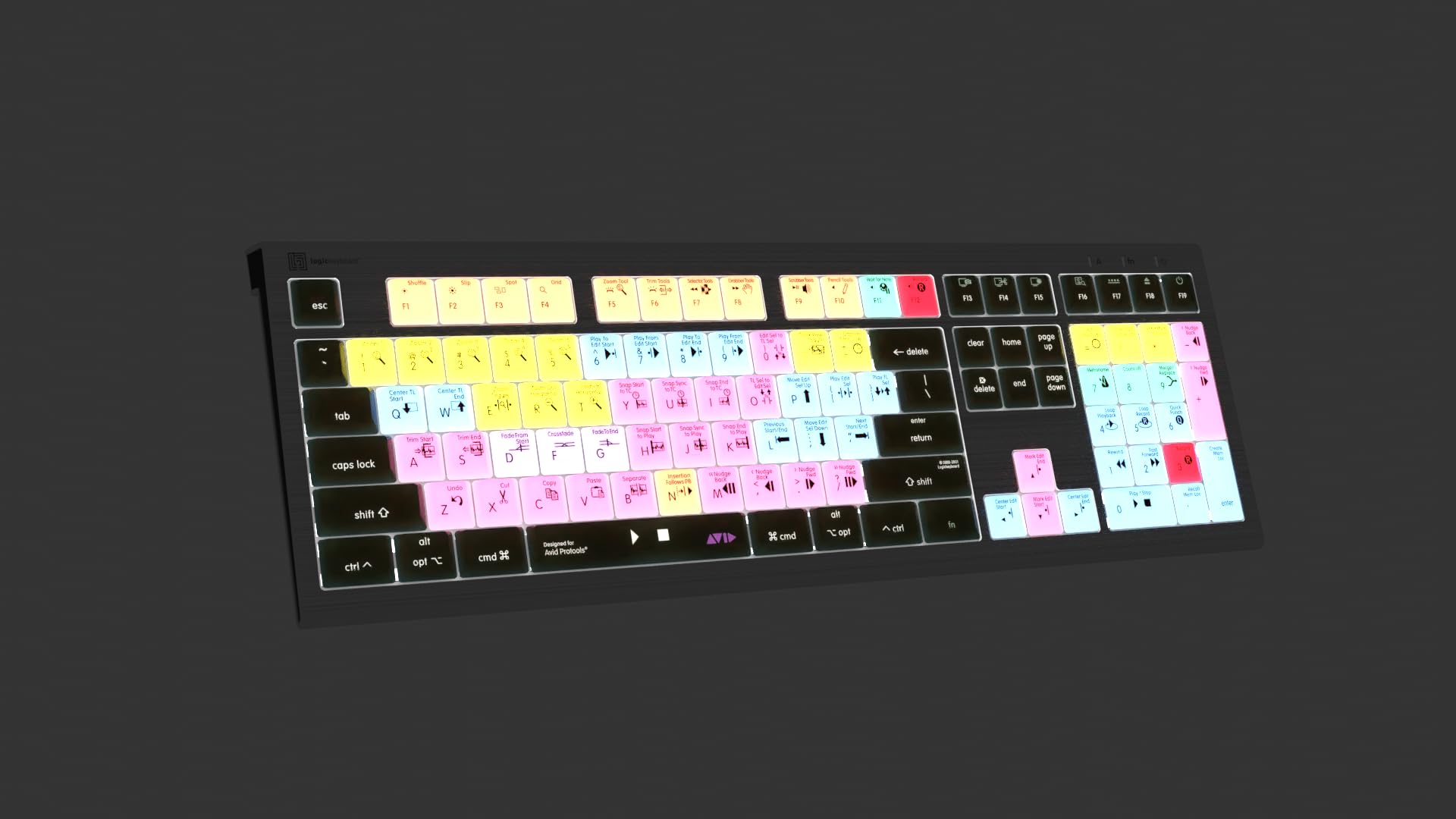Logickeyboard 'Astra2' Backlit Designed for Composing in Avid Pro Tools on Mac • p/n LKB-PT-A2M-US