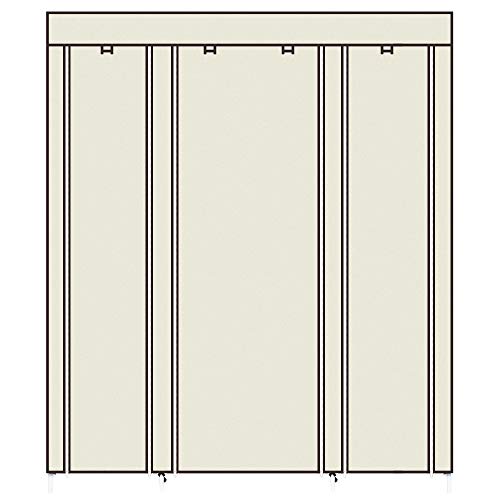 Portable Closet Clothing Wardrobe 5-Layer Nonwoven Wardrobe Double Bar Storage