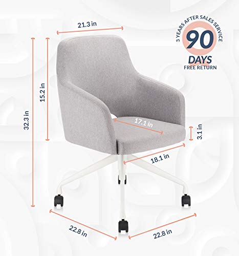 Novigo Upholstered Home Office Kid's Desk Chair Task Chair Leisure Chair for Bedroom Studying Room Vanity Room Grey
