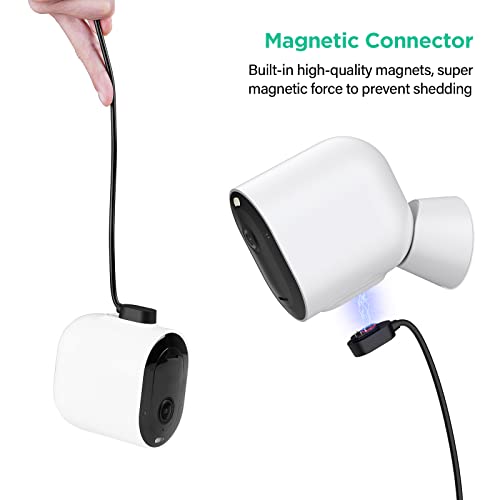 OLAIKE (2 Pack 26ft/8m Indoor Outdoor Weatherproof Magnetic Charging Cable for Arlo Pro 3/Pro 4/Ultra/Ultra 2,with Power Adapter Continuously Charging,NOT Compatible with Arlo Pro 3 Floodlight,Black