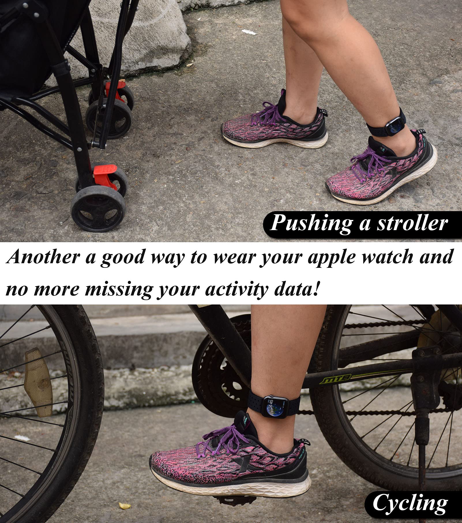 Breathable Hook and Loop Ankle Band for Compatible with Apple Watch Series 10 (42mm) 9 8 7 (41mm) 6 SE 5 4 (40mm) 3 2 1 (38mm), Medium
