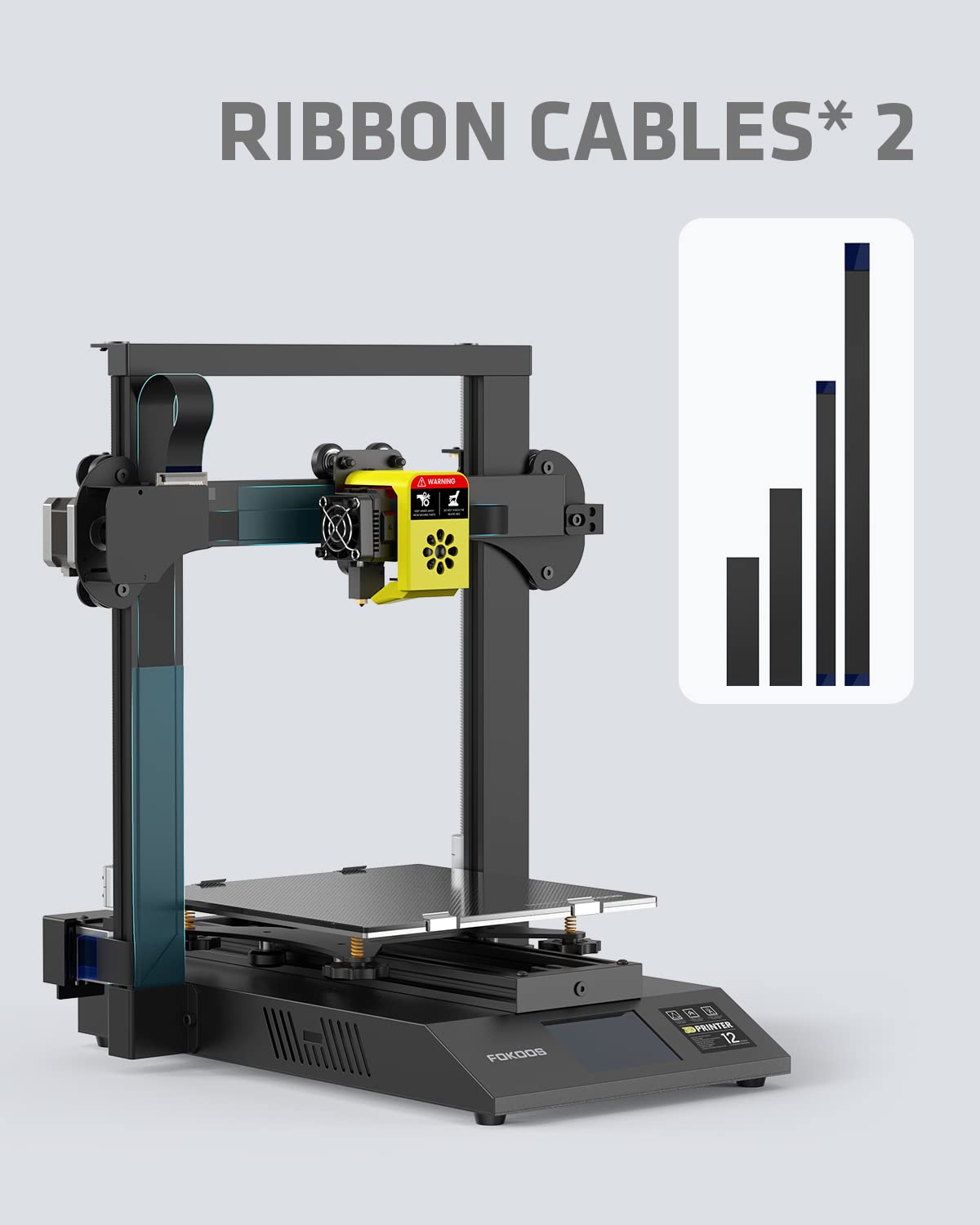 FOKOOS Odin-5 F3 3D Printer Accessories (V Slot Wheel * 6 Print Head Kit * 2 Ribbon Cables * 2 Break Detection * 1 Flat Head Screwdriver * 1 0.4mm Volcano Nozzle * 2)