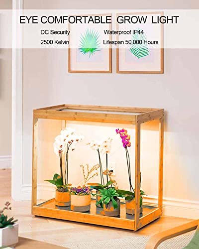DOMMIA Grow Lights for Indoor Plants, 20W Full Spectrum LED Grow Light with Auto ON & Off Timer, 132 LEDs Sunlike Plant Light for Hydroponics, Succulents & More, Easy to Assemble（2Pcs）