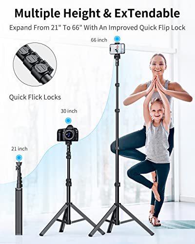 NEXBOOM Phone Tripod - 66" [Stable & Portable] Phone Tripod Stand with Remote, Travel Tripod Compatible with iPhone 14 Pro Max 13 12,Samsung S22/ Camera/GoPro/Video Recording