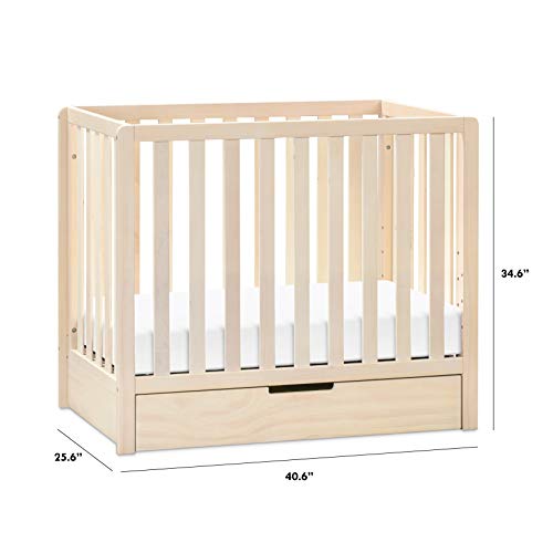 Carter's by DaVinci Colby 4-in-1 Convertible Mini Crib with Trundle Drawer in Washed Natural, Greenguard Gold Certified, Undercrib Storage