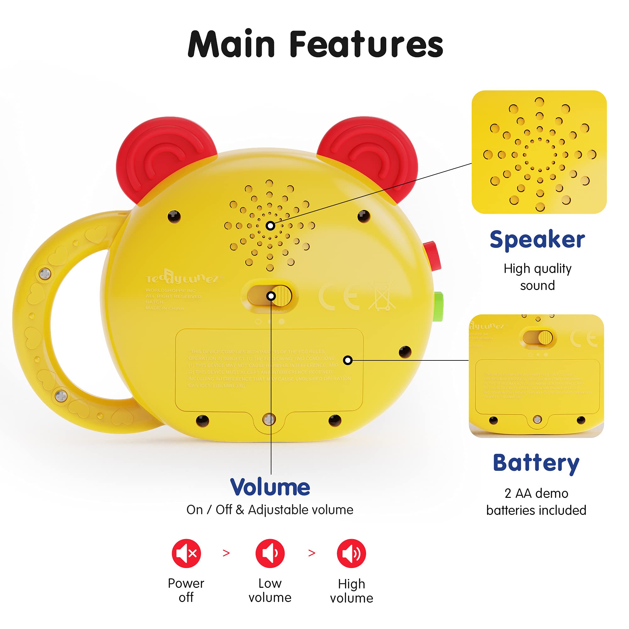 Teddy tunez Baby Toys Musical Toy Interactive Development Educational Kids Music Station Rattle Teething Safety Easy Hold Grab Sing Sensory (5 Lullaby Theme Songs Ver.)