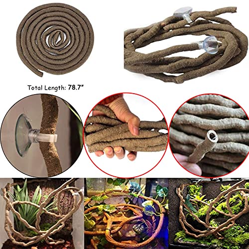 Hamiledyi Bearded Dragon Tank Accessories Lizard Hammock Adjustable Leash Bat Wings Reptile Plants Hanging Fake Vines Tank Habitat Decor for Climbing Chameleon Lizards Gecko Snakes