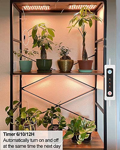 DOMMIA Grow Lights for Indoor Plants, 20W Full Spectrum LED Grow Light with Auto ON & Off Timer, 132 LEDs Sunlike Plant Light for Hydroponics, Succulents & More, Easy to Assemble（2Pcs）