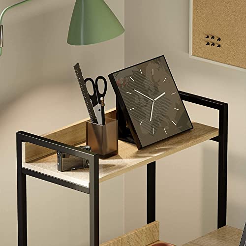 Bestier Computer Desk with Storage Shelves 47 Inch Ladder Writing Desk Bedroom Organization for Small Space Reversible Bookshelf and Under Desk Shelf (Oak)