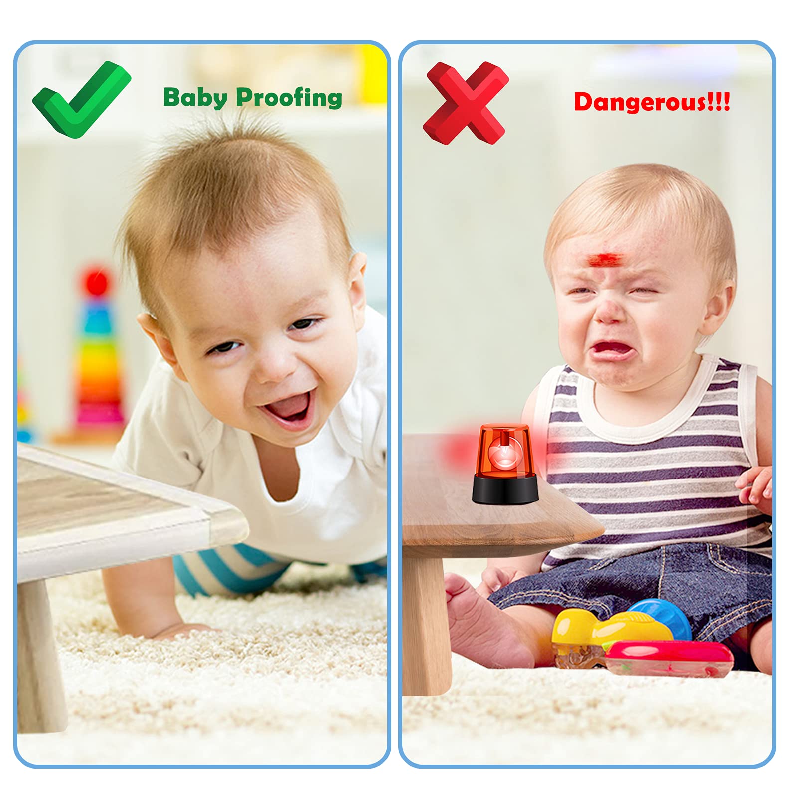 Mity rain Baby Proofing Edge Protector with 4PCS Corner Guards, Clear Pre-Tape Adhesive Baby Proof Corners and Edges, Corner Protector for Desk Tables Cabinets Furniture Bumpers (6.6ft)