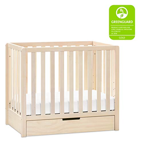 Carter's by DaVinci Colby 4-in-1 Convertible Mini Crib with Trundle Drawer in Washed Natural, Greenguard Gold Certified, Undercrib Storage