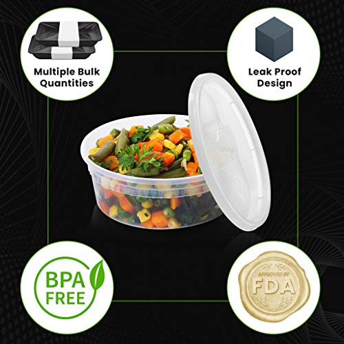 [24 Sets - 8 oz.] Plastic Deli Food Storage Freezer Containers With Airtight Lids Plastic Deli Containers with Lids, Slime, Soup, BPA Free Stackable Leakproof Microwave/Dishwasher/Freezer Safe