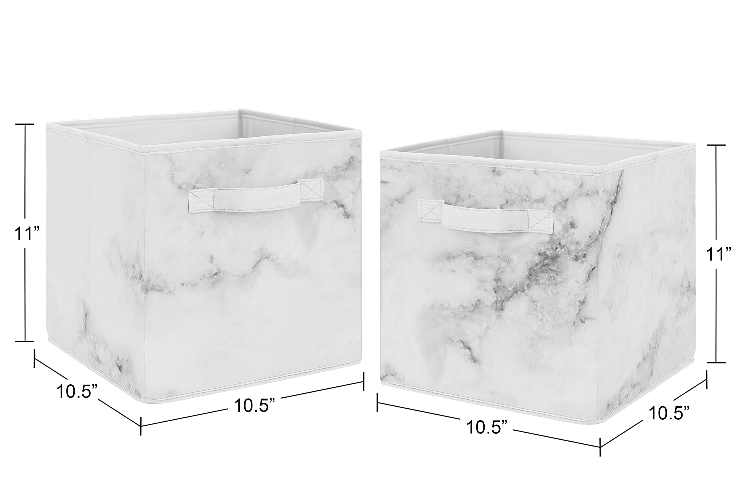 Sweet Jojo Designs Marble Foldable Fabric Storage Cube Bins Boxes Organizer Toys Kids Baby Childrens - Set of 2 - Grey, Black and White Gender Neutral Abstract Chic