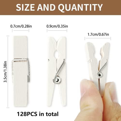Mini Photo Clips, 128 Pcs, 1.4 Inch Small Wooden Clothespins for Baby Cloth, Pictures