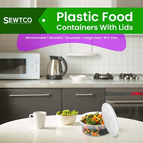 [24 Sets - 8 oz.] Plastic Deli Food Storage Freezer Containers With Airtight Lids Plastic Deli Containers with Lids, Slime, Soup, BPA Free Stackable Leakproof Microwave/Dishwasher/Freezer Safe