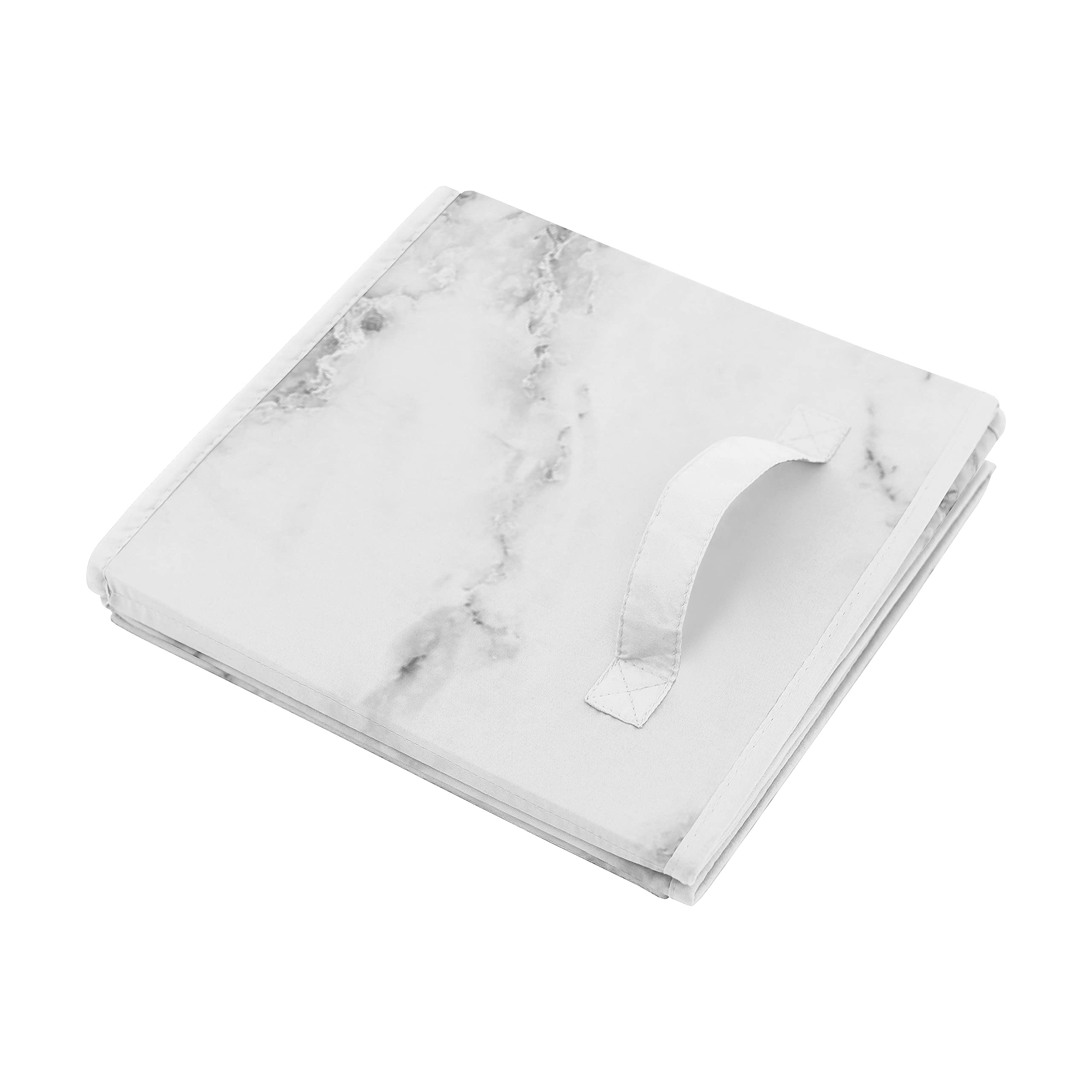 Sweet Jojo Designs Marble Foldable Fabric Storage Cube Bins Boxes Organizer Toys Kids Baby Childrens - Set of 2 - Grey, Black and White Gender Neutral Abstract Chic