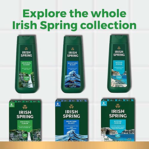 Irish Spring Antibacterial Bar Soap, Body and Hand Soap Bar Washes Away Bacteria, 3.7 Ounce, 8 Bars