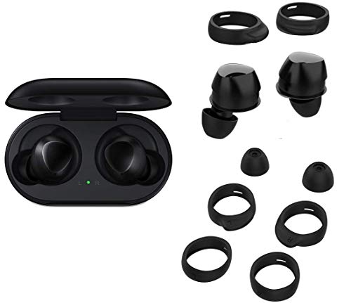 Zotech 6 Pair Eartips Set Anti Slip Earhooks Kit for Samsung Galaxy Buds 3 Pairs Silicone Earbud Eartips S/M/L, 3 Pairs Earhooks S/M/L (Black)