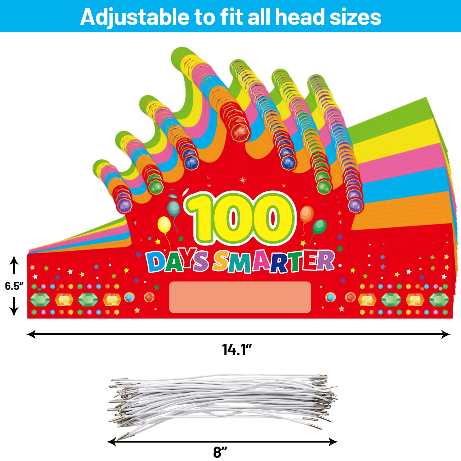 Fancy Land 36 Packs 100 Days Paper Crowns 100th Day of School Crowns for Classroom Supplies