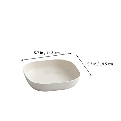 HEMOTON 4pcs Square Salad Bowl Wheat Straw Pasta Bowls Lightweight Food Serving Bowls Party Snack Dish for Soup Dessert Rice (Beige,Pink,Blue,Green)