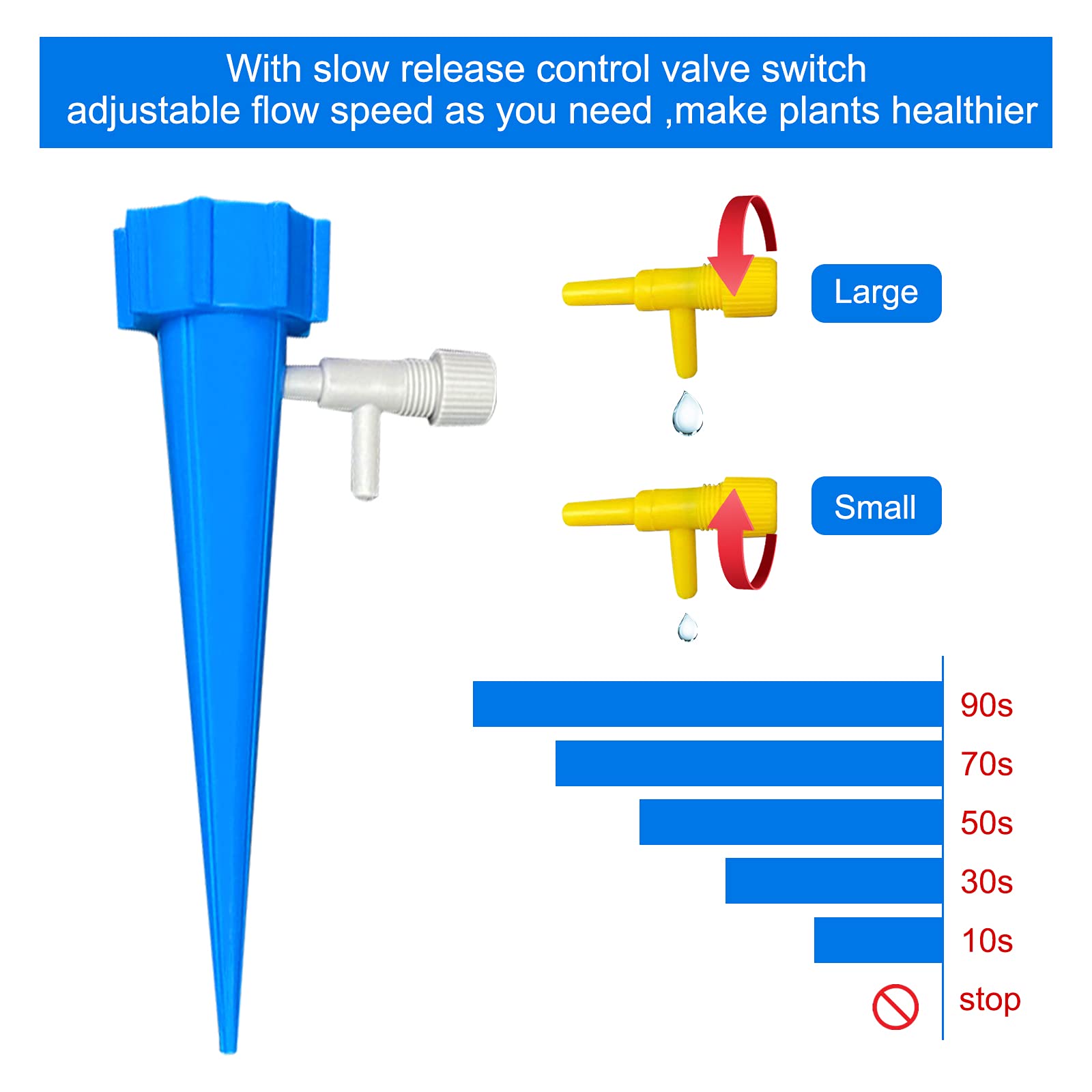 Plant Self Watering Devices - 12 Pcs Automatic Irrigation Equipment Plant Water with Slow Release Control Valve, Adjustable Water Volume Drip System for Home and Vacation Plant Watering