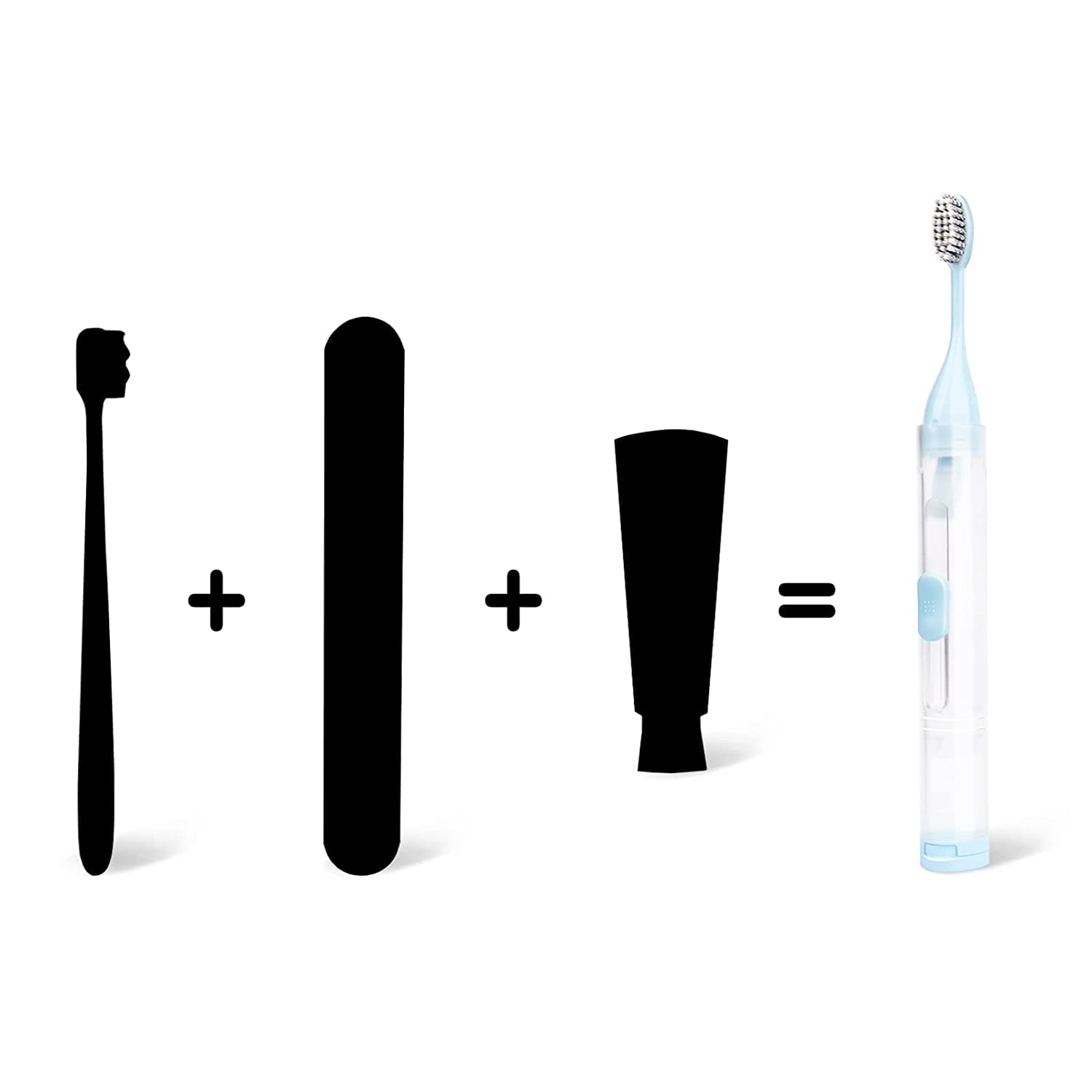 FSEN Portable Travel Toothbrush, 3 in 1 with Travel Case and Extra Soft Bristles and Built-in Refillable Toothpaste Tube kit,Camping Travel Essential Accessories