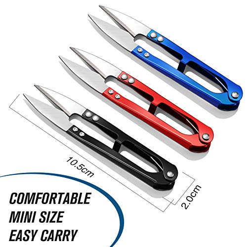 3 Pieces Sewing Scissors 4.7 Inch U Shape Yarn Thread Cutter Embroidery Small Snips Clippers Trimming Nipper for Sewing Stitch DIY Crafts Supplies, Random Color