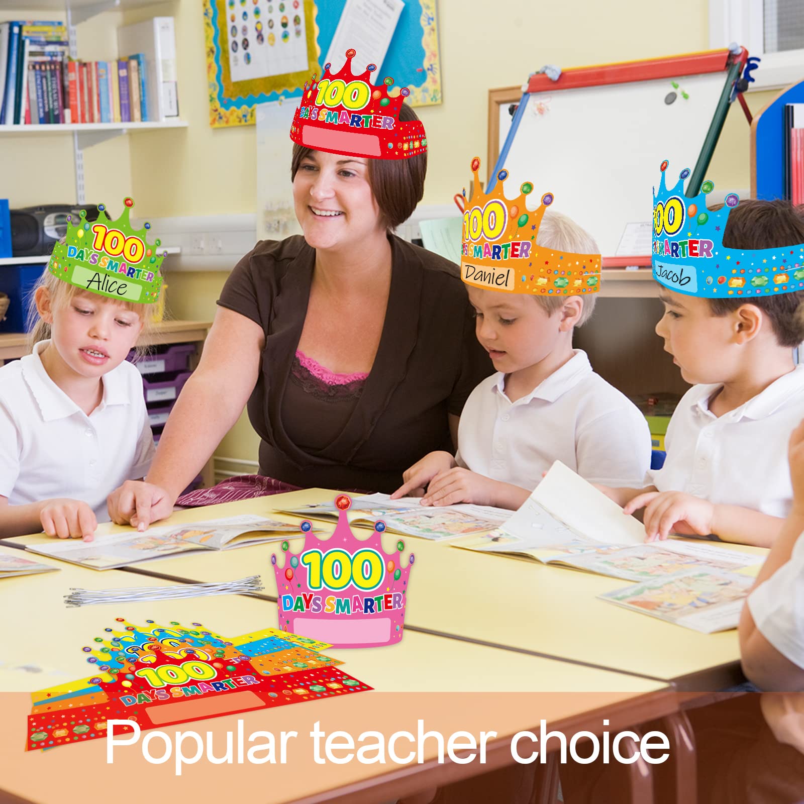 Fancy Land 36 Packs 100 Days Paper Crowns 100th Day of School Crowns for Classroom Supplies