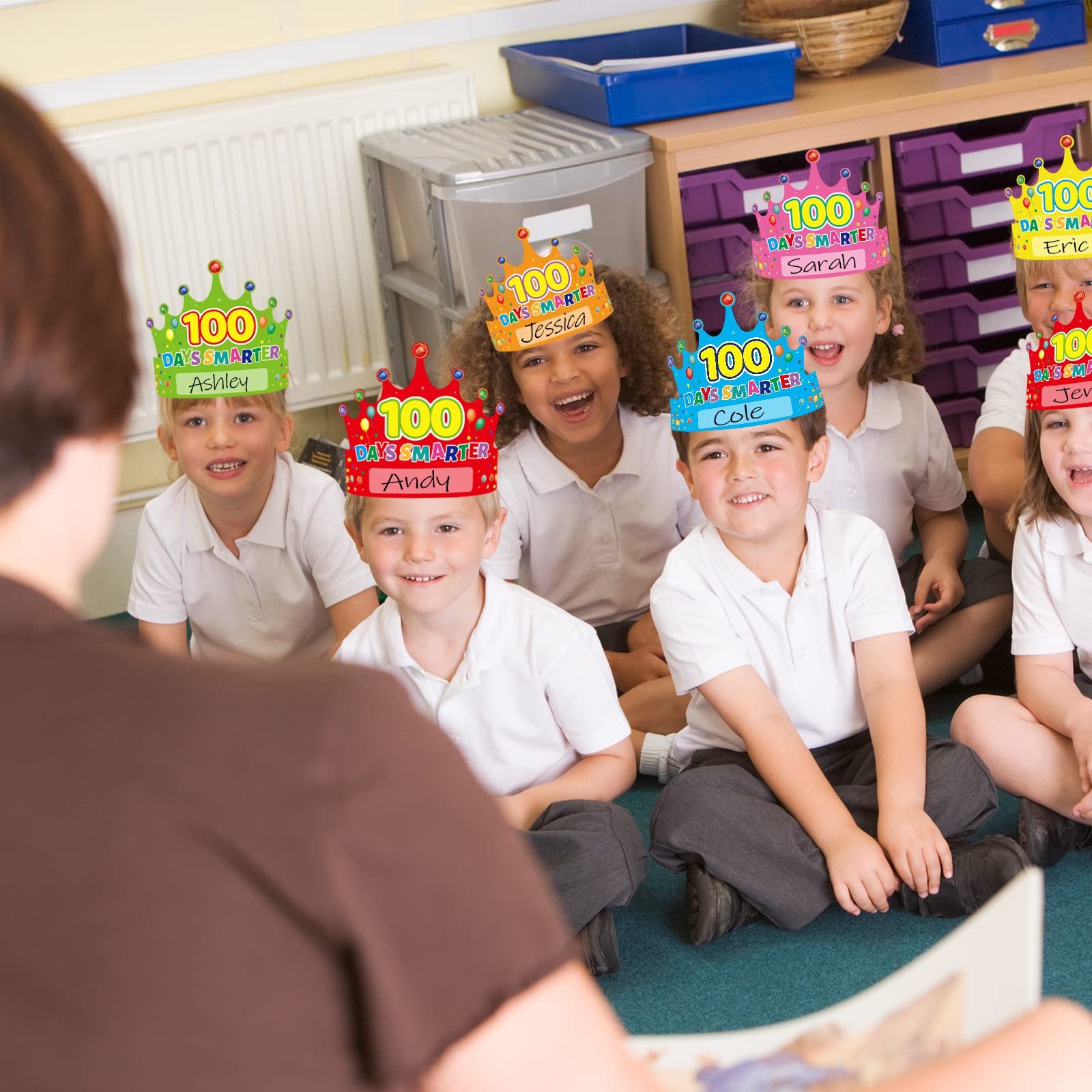 Fancy Land 36 Packs 100 Days Paper Crowns 100th Day of School Crowns for Classroom Supplies