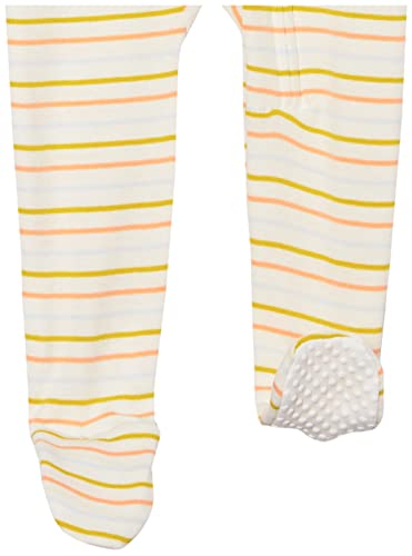 Amazon Essentials Baby Girls' Snug-Fit Cotton Footed Sleeper Pajamas, Pack of 3, Safari, 18 Months