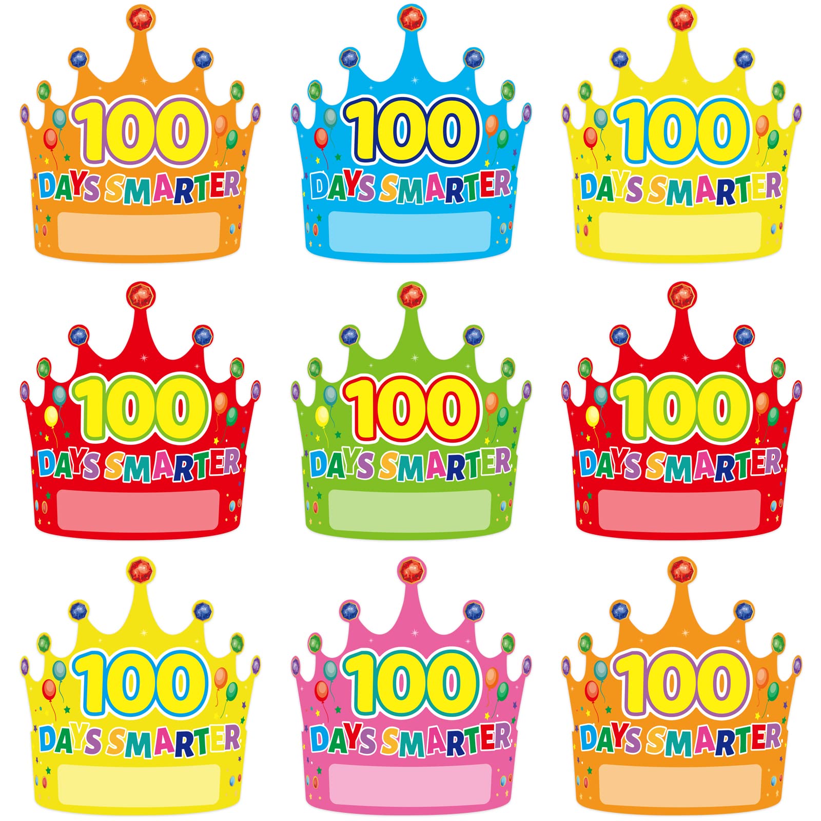 Fancy Land 36 Packs 100 Days Paper Crowns 100th Day of School Crowns for Classroom Supplies