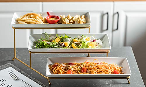 YHOSSEUN Large Tiered Serving Stand with Platters 3 Tier Serving Stand Serving Tray for Dessert Server Display Collapsible Sturdier Metal Rack