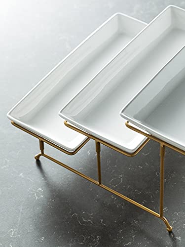 YHOSSEUN Large Tiered Serving Stand with Platters 3 Tier Serving Stand Serving Tray for Dessert Server Display Collapsible Sturdier Metal Rack