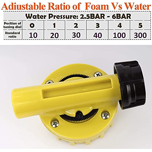 YunGuoGuo Foam Cannon for Garden Hose,Adjustment Ratio Dial Foam Gun,Car Wash Soap Spray Foamer Yellow