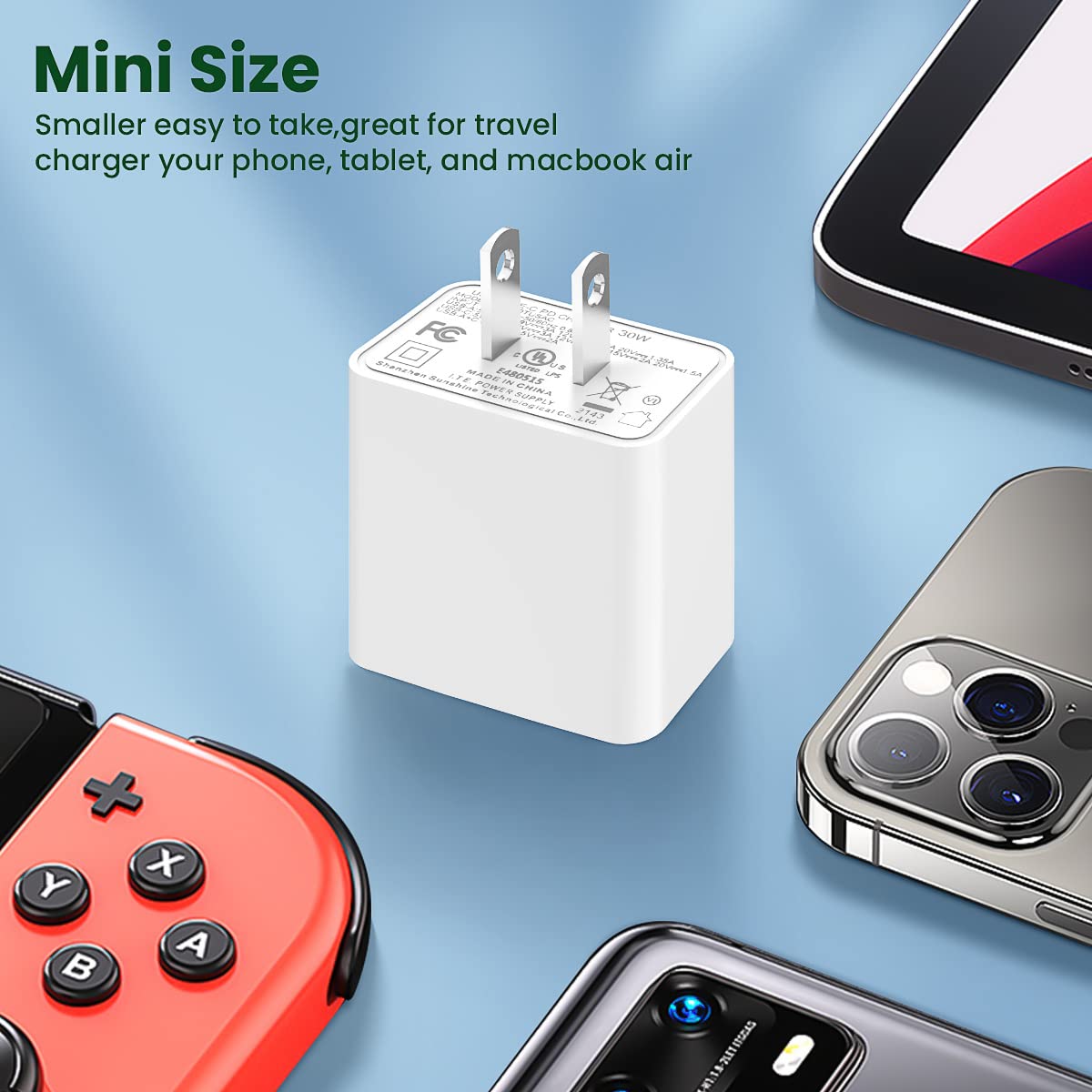 30w USB-C Power Adapter, Zafolia iPhone 15 Fast Charger Block, Google Pixel 6/6 Pro Charger, Upgraded Certified Dual Ports PD 3.0 Charging Plug for iPhone 14 Pro Max/iPad Pro/Samsung Galaxy S21 S22