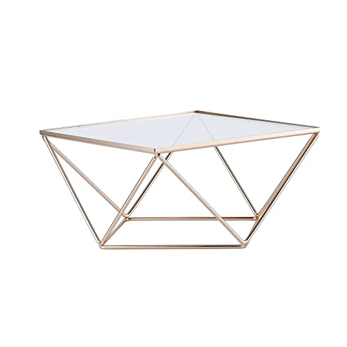 Efavormart 10" Square Gold Metal Geometric Cake Stand Gold Cake Riser with Glass Top Glossy Metallic Finish for Dessert Cupcake Pastry Candy Display Plate Event, Birthday Party