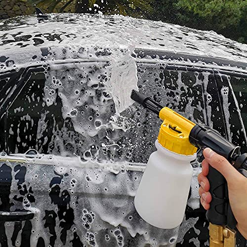 YunGuoGuo Foam Cannon for Garden Hose,Adjustment Ratio Dial Foam Gun,Car Wash Soap Spray Foamer Yellow