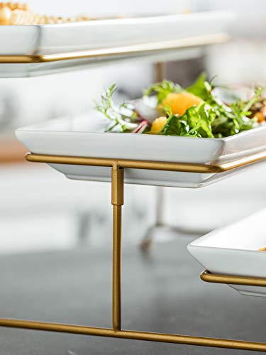 YHOSSEUN Large Tiered Serving Stand with Platters 3 Tier Serving Stand Serving Tray for Dessert Server Display Collapsible Sturdier Metal Rack