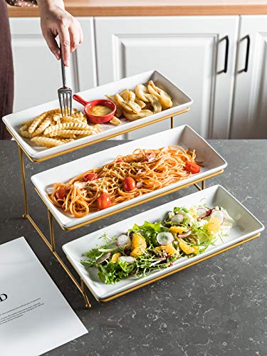 YHOSSEUN Large Tiered Serving Stand with Platters 3 Tier Serving Stand Serving Tray for Dessert Server Display Collapsible Sturdier Metal Rack