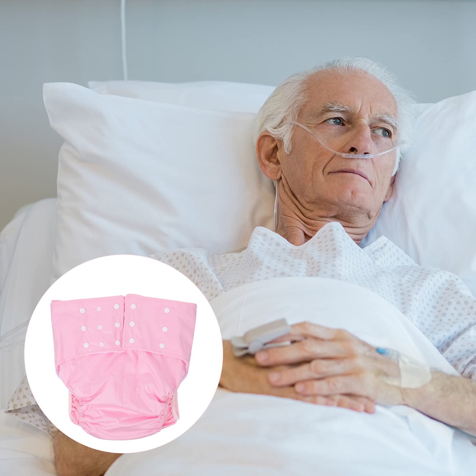 DOITOOL Washable Nappy Cover Diaper Pants Cotton Adult Reusable Nappy Cover Diaper Pant Cloth Incontinence Underwear for The Elderly and Disabled Pink
