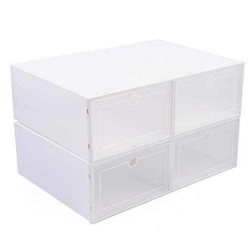 TFCFL 20/24 Pack Shoe Storage Box Shoe Box, Upthehill Clear Plastic Stackable Shoe Organizer Space Saving Foldable Shoe Container, 33 x 23 x 14cm (24 Pack)