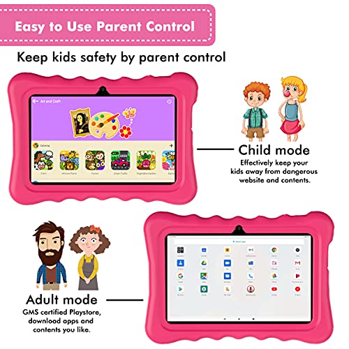2023 Kids Tablet 7 inch Display Tablet for Toddlers, 32GB ROM, 2GB RAM Android 11.0 Tablet with Parental Control, Educational Games, WiFi, Bluetooth, Dual Camera, Kids Learning TV, Included Case
