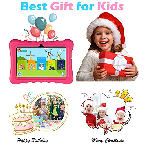 2023 Kids Tablet 7 inch Display Tablet for Toddlers, 32GB ROM, 2GB RAM Android 11.0 Tablet with Parental Control, Educational Games, WiFi, Bluetooth, Dual Camera, Kids Learning TV, Included Case